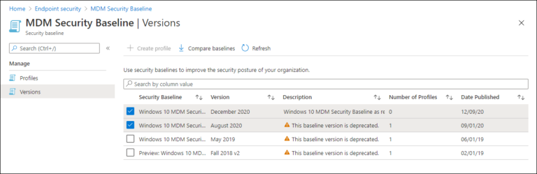 Updating your Security baselines in Microsoft Endpoint Manager to a ...
