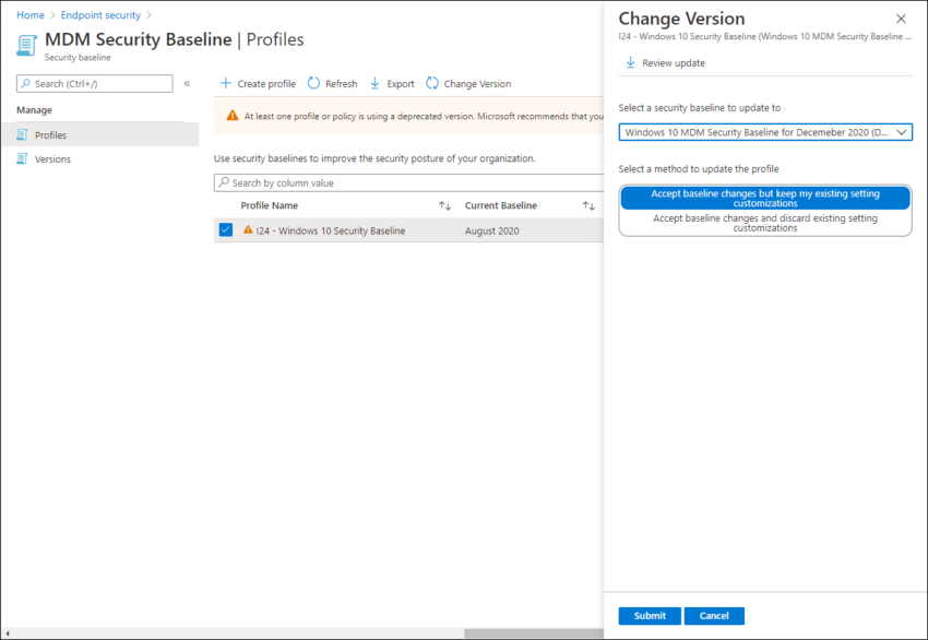 Updating your Security baselines in Microsoft Endpoint Manager to a ...